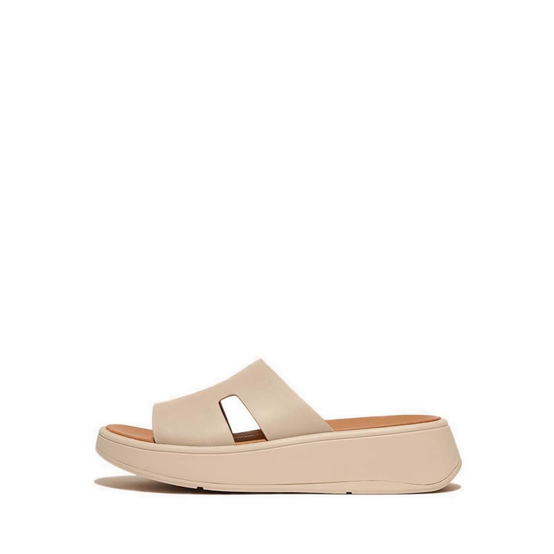 Raw-Edge Leather Flatform H-Bar Slides – FitFlop Indonesia